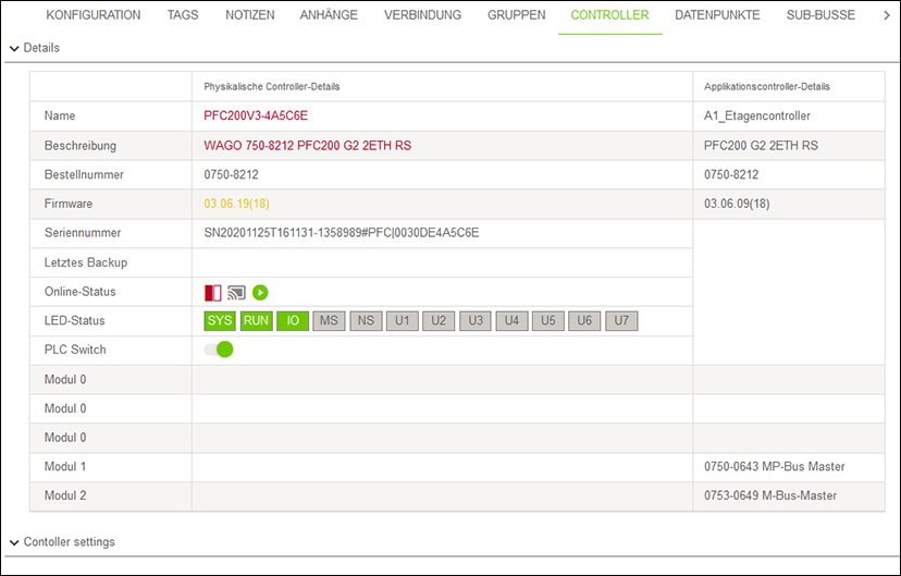 Register „CONTROLLER“